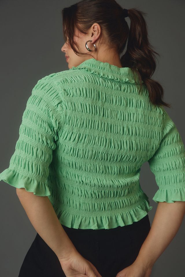 Maeve Smocked Button-Front Top | Anthropologie