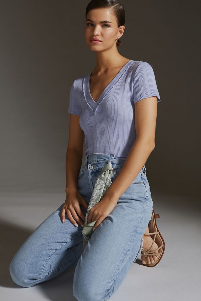 Pilcro Sustainable Double-V Tee | Anthropologie