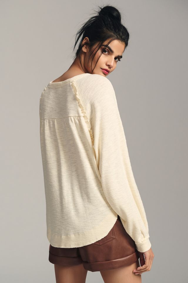 Pilcro Ruffled Raglan Thermal Top | Anthropologie