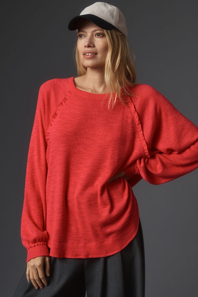Pilcro Ruffled Raglan Thermal Top | Anthropologie