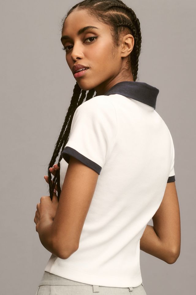 Maeve Short-Sleeve Colorblock Polo Top | Anthropologie