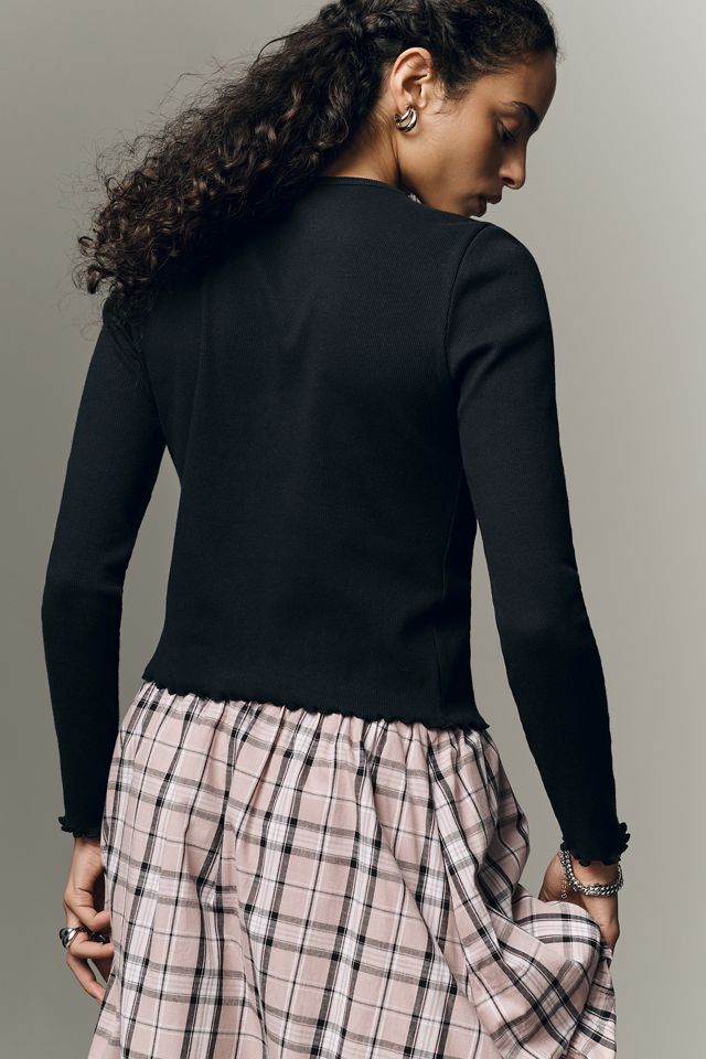 Pilcro Long-Sleeve Ruffle-Hem Cardigan Sweater | Anthropologie