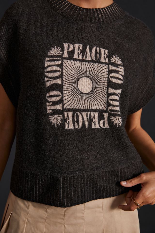 Real Fun, Wow! x Pilcro Cashmere Peace To You Sweater Vest | Anthropologie
