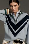 Maeve Varsity Colorblock Half-Zip Sweater | Anthropologie