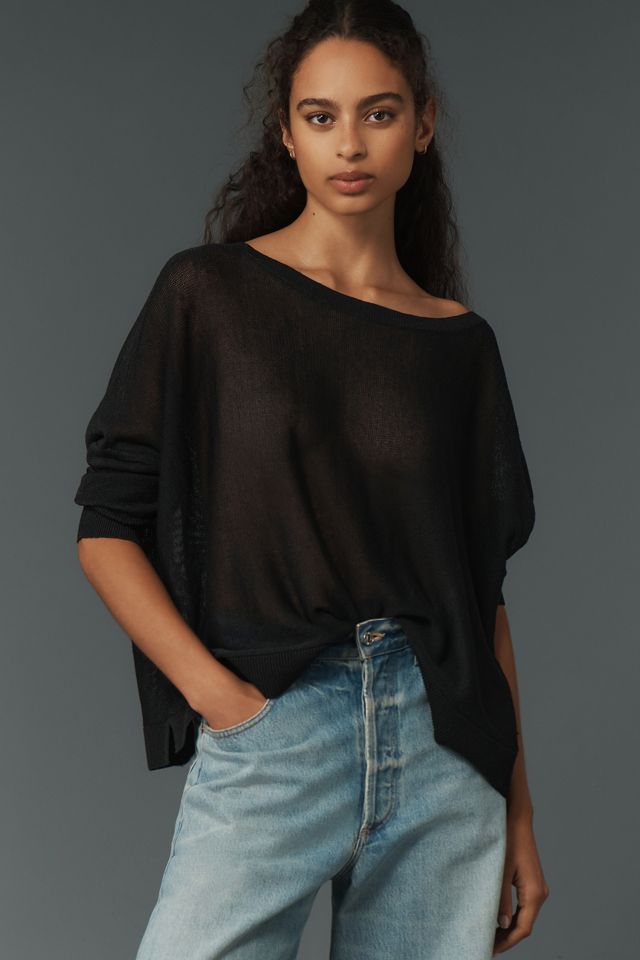 Maeve Boat-Neck Sheer Linen Sweater | Anthropologie