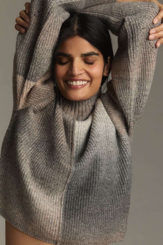 By Anthropologie Oversized Popover Drawstring Hem Turtleneck Sweater ...