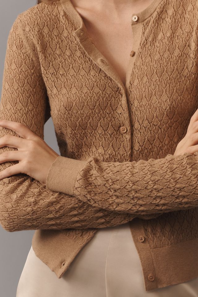 By Anthropologie Juliet Pointelle Long-Sleeve Cotton-Blend Cardigan ...