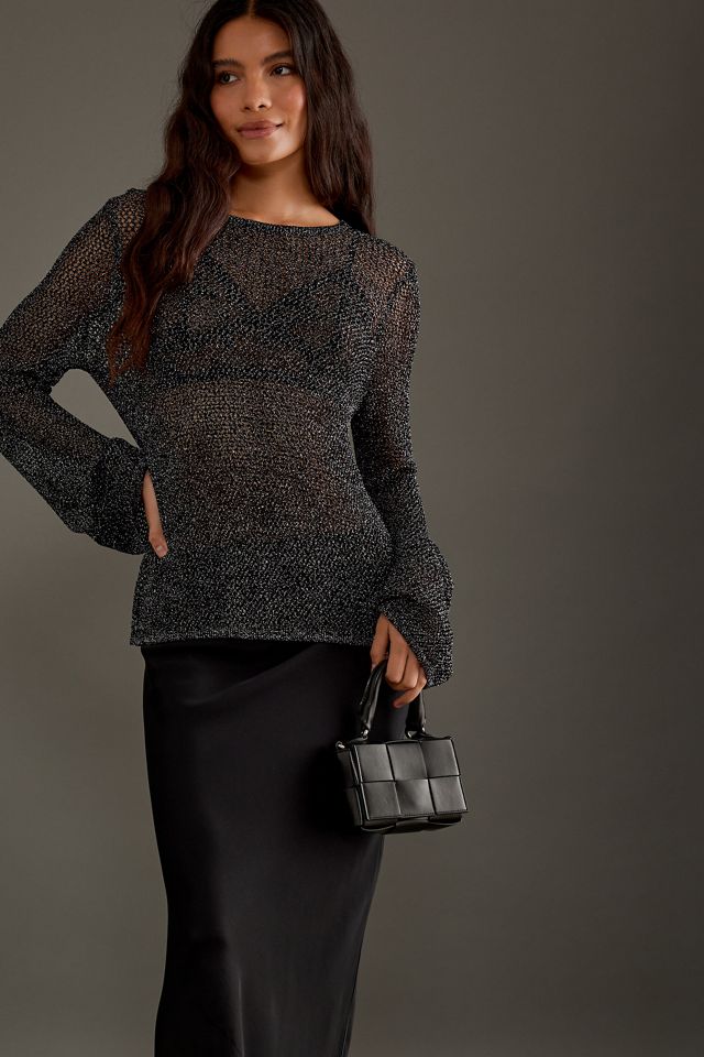 Second Female Nira Long-Sleeve Sparkle Knit Blouse | Anthropologie UK