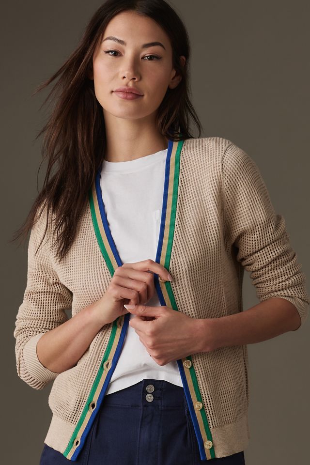 KULE Zoey Mesh V-Neck Cardigan Sweater | Anthropologie