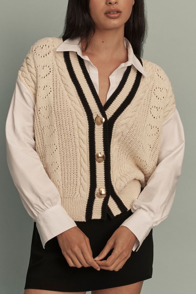 Maeve Pointelle Heart Twofer Sweater | Anthropologie