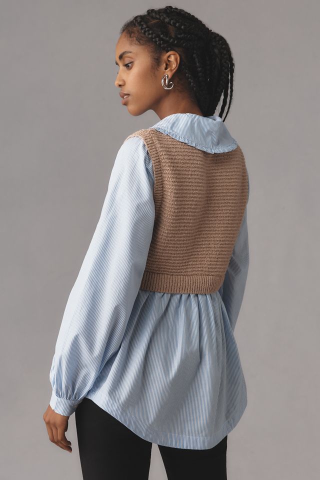 Maeve Collared Twofer Layered Sweater Vest | Anthropologie UK