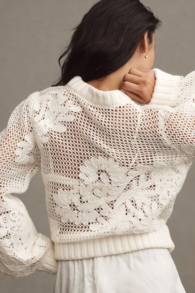Farm Rio Crochet Pullover Sweater | Anthropologie