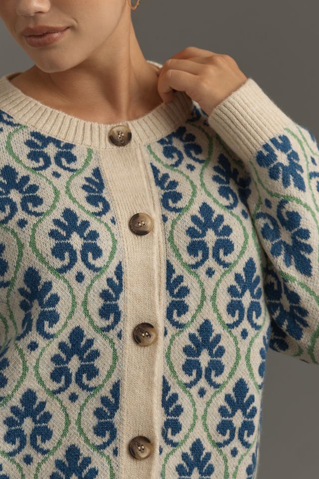 Maeve Pop Floral Cardigan Sweater | Anthropologie