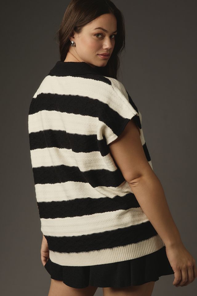 Maeve Oversized Textured Collared Muscle Sweater Vest | Anthropologie