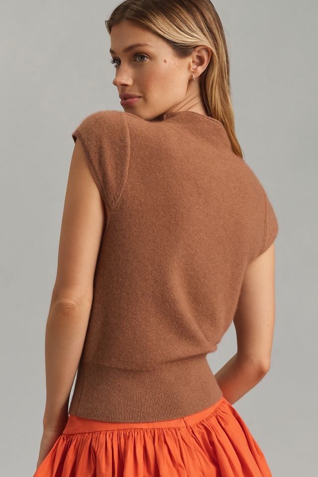 By Anthropologie Cap-Sleeve Mock-Neck Cashmere Sweater Tee | Anthropologie