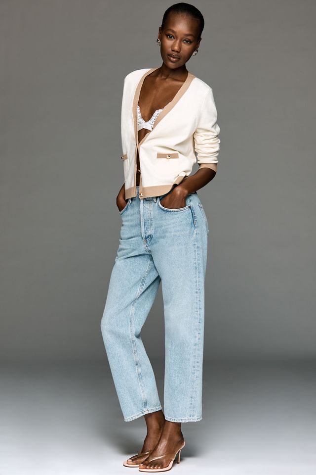 Maeve Colorblock Long-Sleeve V-Neck Cardigan Sweater | Anthropologie