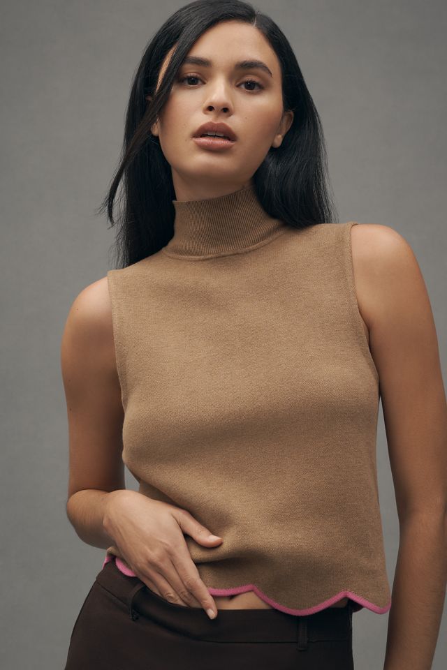 Maeve Scalloped Turtleneck Sweater Tank Top | Anthropologie