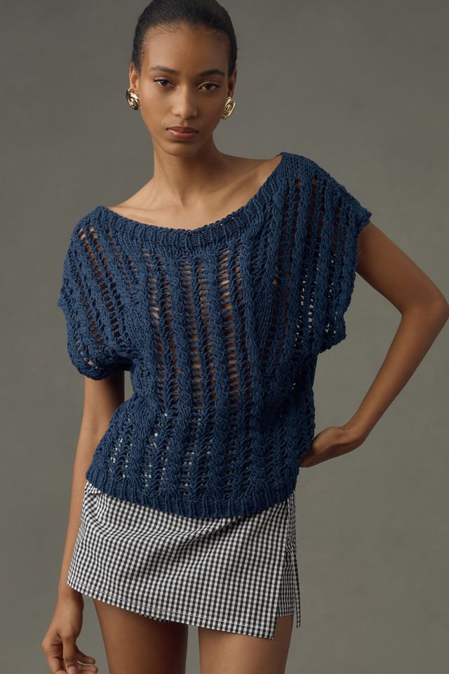 Maeve Asymmetrical Open-Stitch Muscle Sweater Vest | Anthropologie UK