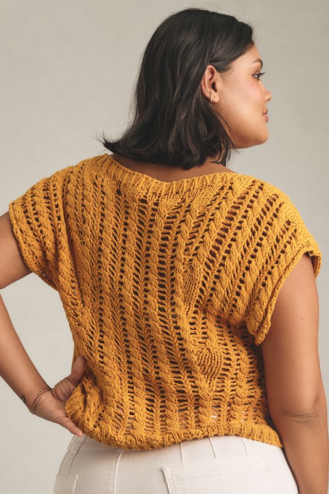 Maeve Asymmetrical Open-Stitch Muscle Sweater Vest | Anthropologie