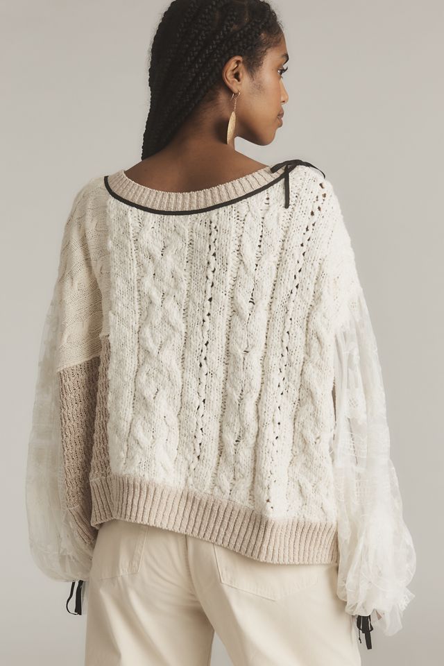 By Anthropologie Lace Cable Twofer Sweater | Anthropologie