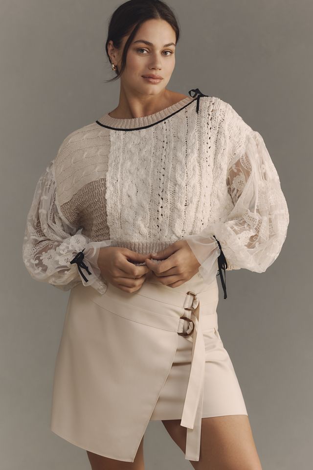 By Anthropologie Lace Cable Twofer Sweater | Anthropologie