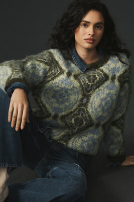English Factory Fuzzy Abstract Pullover Sweater | Anthropologie