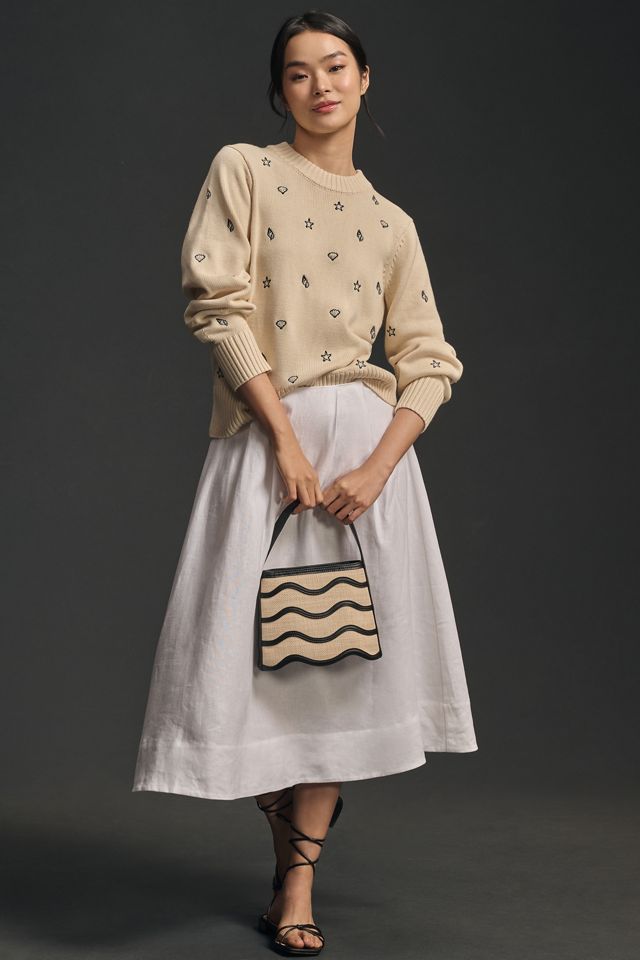 English Factory Shell Embroidered Pullover Sweater | Anthropologie