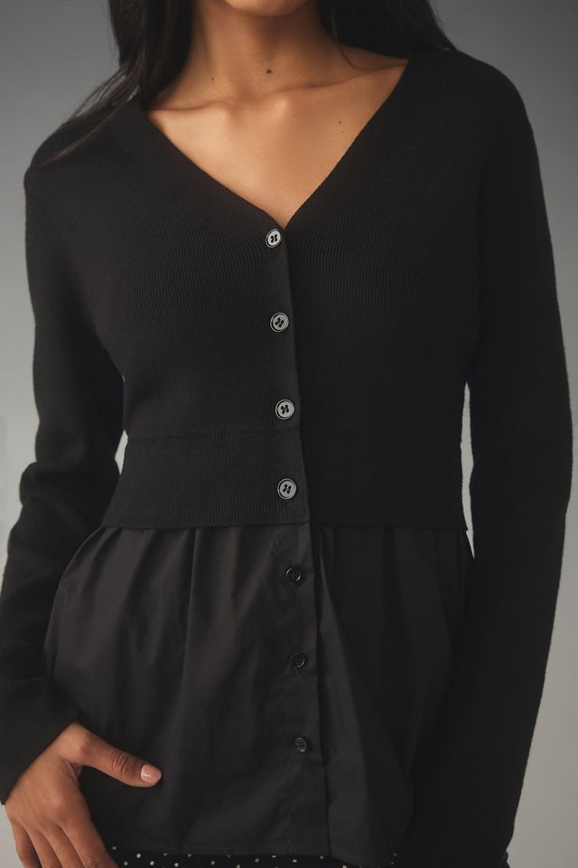 English Factory Mixed Media V-Neck Cardigan Sweater | Anthropologie