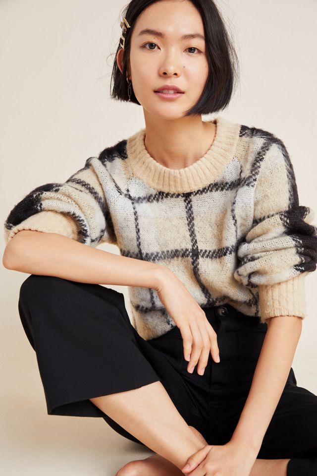 Jessa Windowpane Sweater | Anthropologie