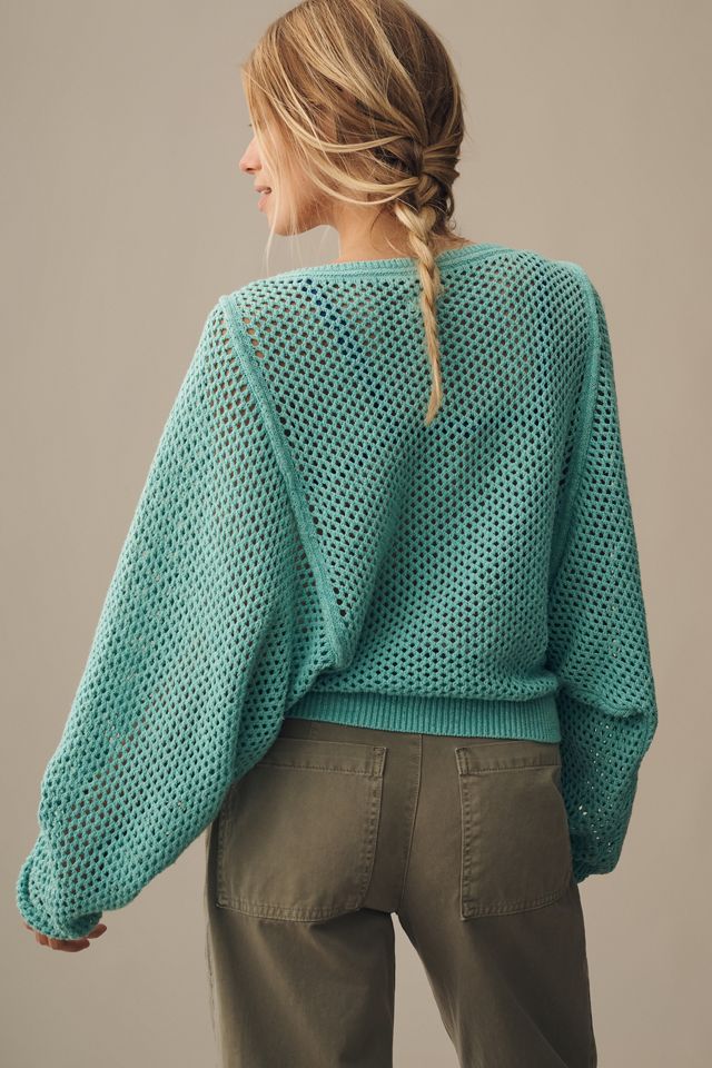Pilcro Open-Stitch Crew-Neck Sweater | Anthropologie