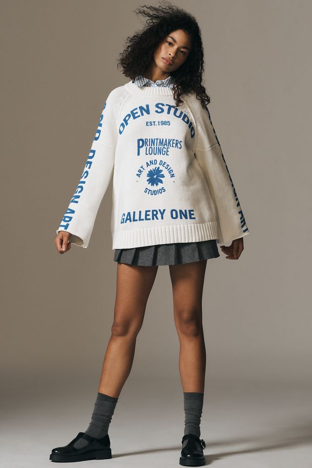 Pilcro Graphic Printed Crew-Neck Sweater | Anthropologie