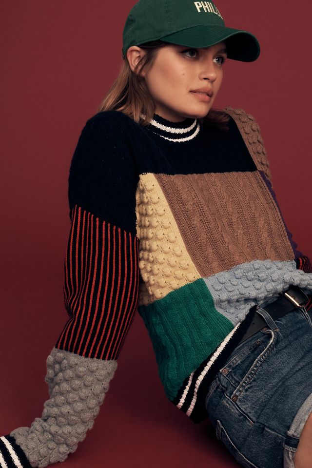 KULE Ziggy Colorblock Cable Sweater | Anthropologie