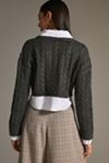 Pilcro Cropped Cable-Knit Twofer Sweater | Anthropologie