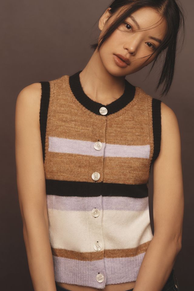 Maeve Crew Neck Cardigan Sweater Vest
