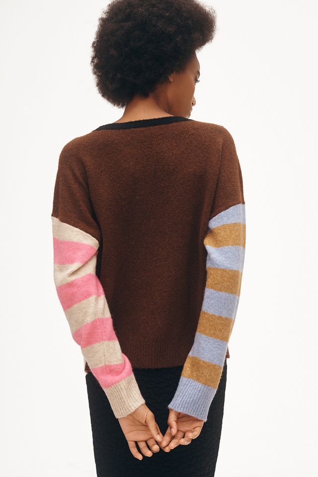 By Anthropologie Crew-Neck Colorblock Striped Sweater | Anthropologie