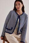 Frayed-Trim Chevron Knit Cardigan | Anthropologie UK