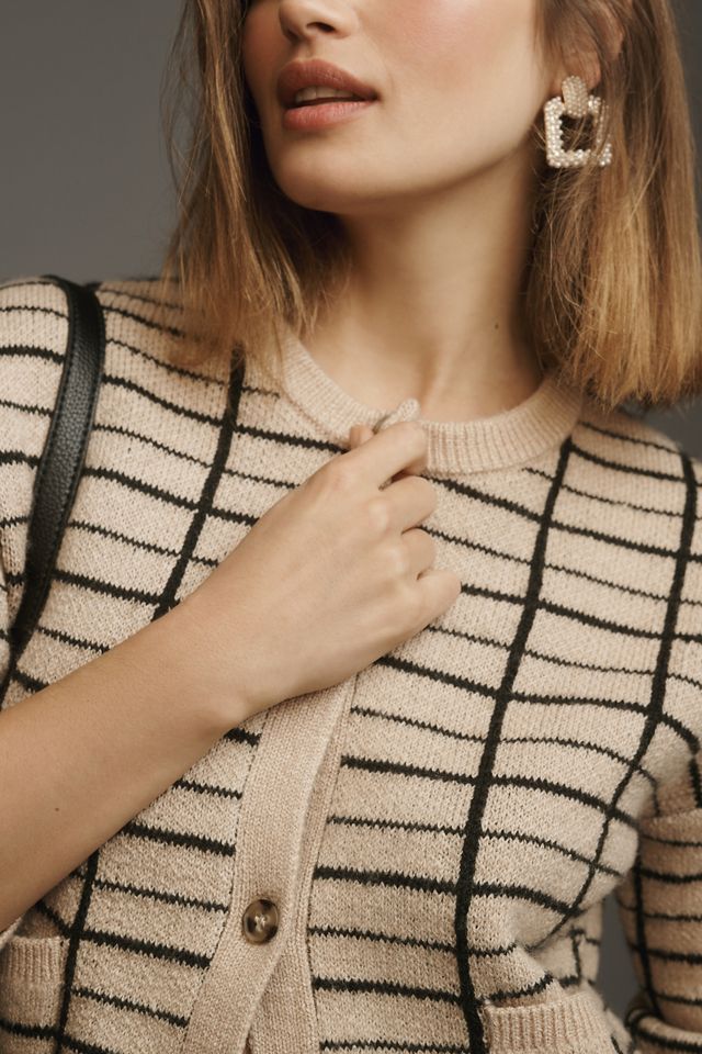 Flat White Patterned Cardigan Sweater | Anthropologie