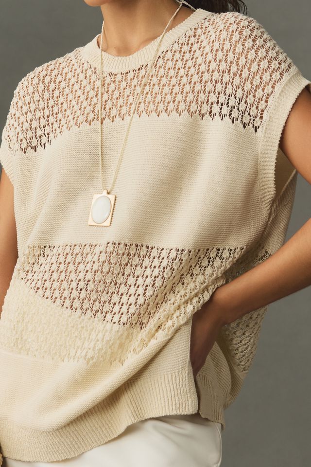 Maeve Open-Stitch Mesh Sweater Vest | Anthropologie