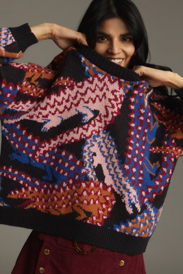 Farm Rio Patterned Pullover Sweater | Anthropologie