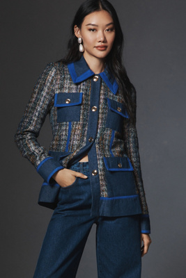 Anna Sui Lurex Tweed Denim Jacket | Anthropologie