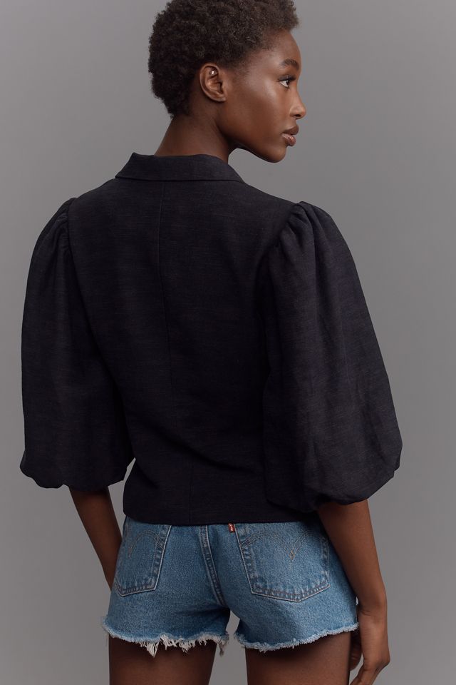 DOLAN Linen Balloon-Sleeve Jacket | Anthropologie