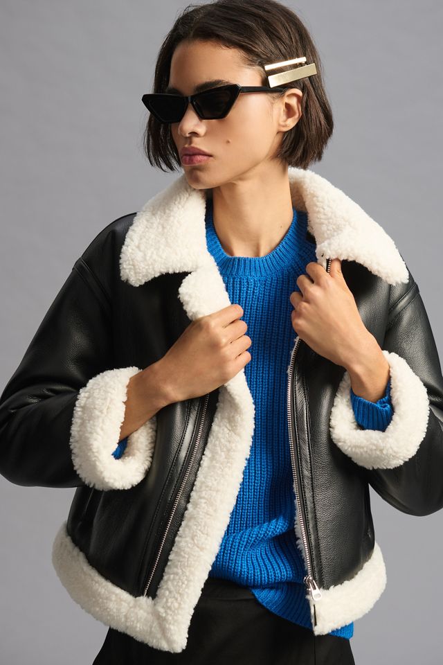 Bella Dahl Sherpa-Lined Faux Leather Jacket | Anthropologie