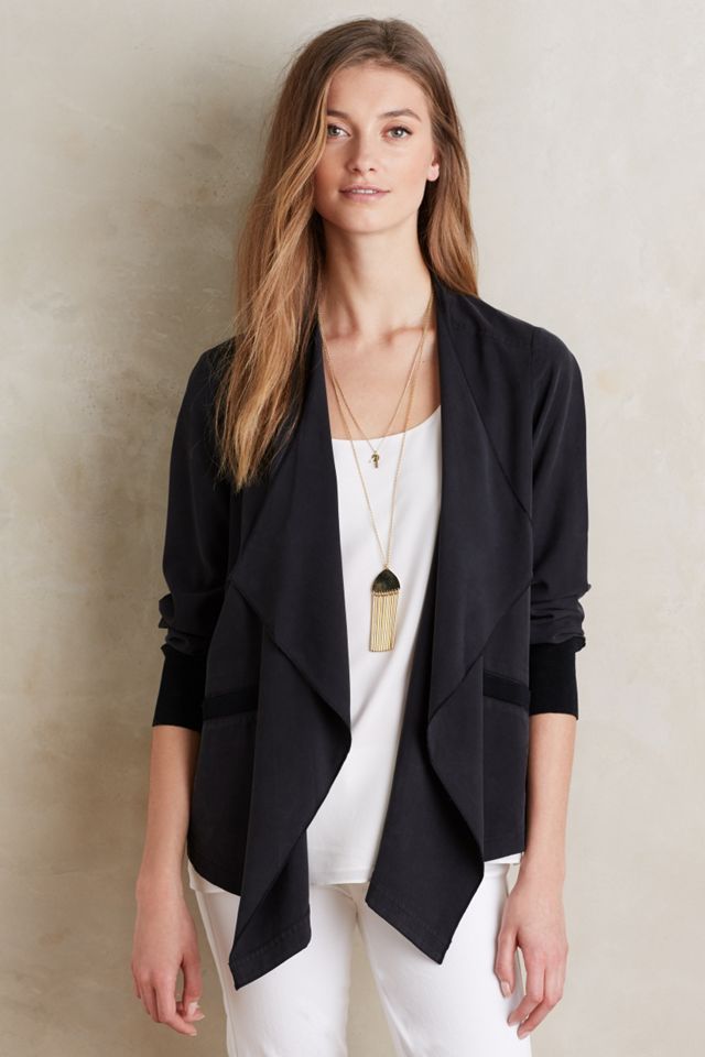 Waterfall Silk Blazer | Anthropologie