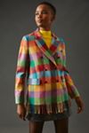 Vilagallo Tiffany Fringed Plaid Coat | Anthropologie