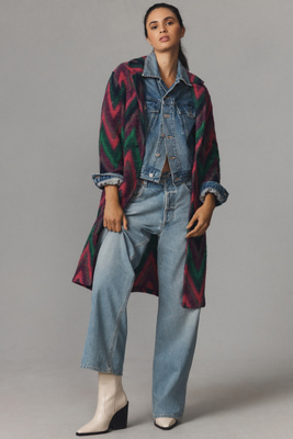 Vilagallo Yana Chevron Knit Coat | Anthropologie