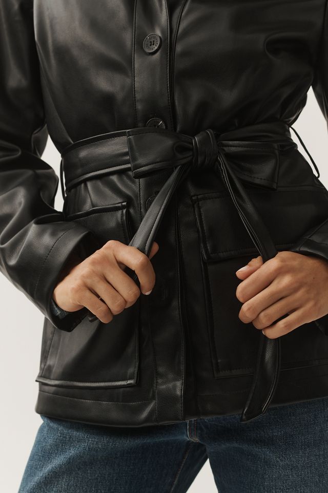 Avec Les Filles Faux-Ever Leather™ Belted Shacket | Anthropologie