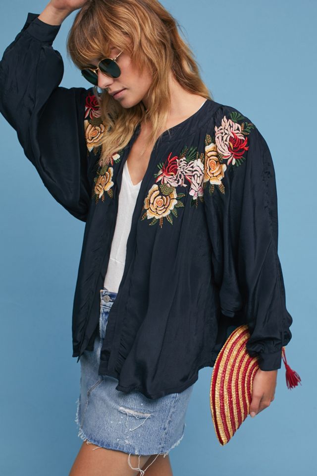 Floral Applique Jacket | Anthropologie