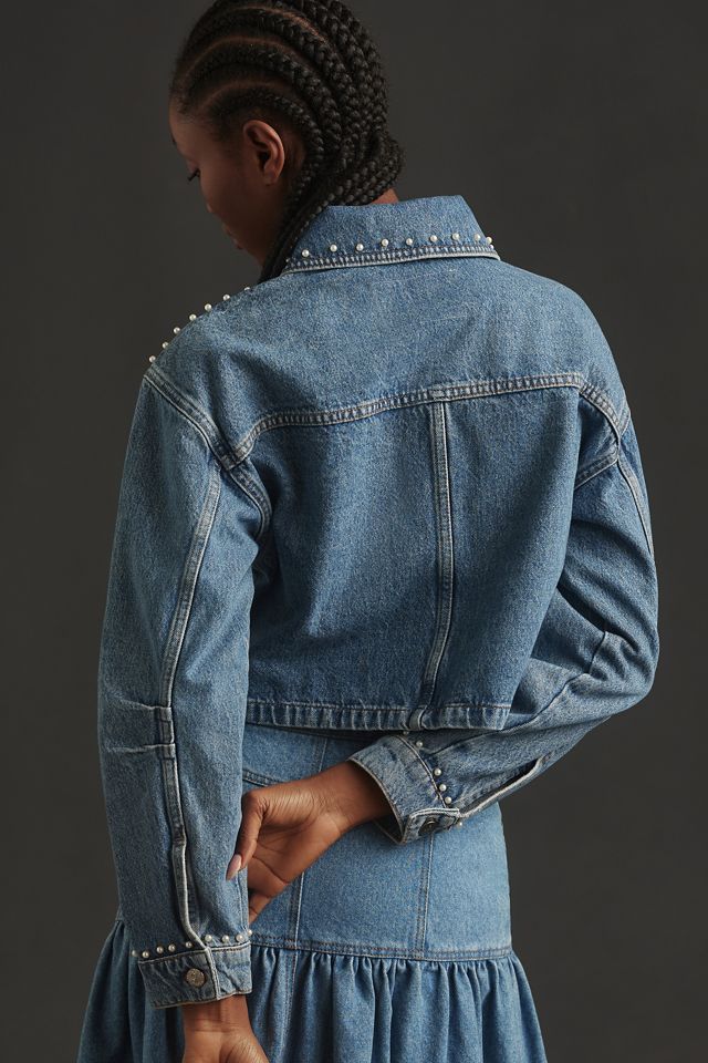 Pilcro Pearl Embroidered Denim Jacket | Anthropologie
