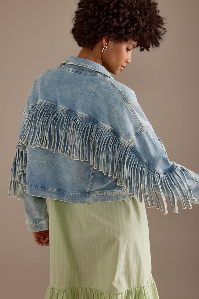 Stella Nova Fringe Cropped Denim Jacket | Anthropologie UK