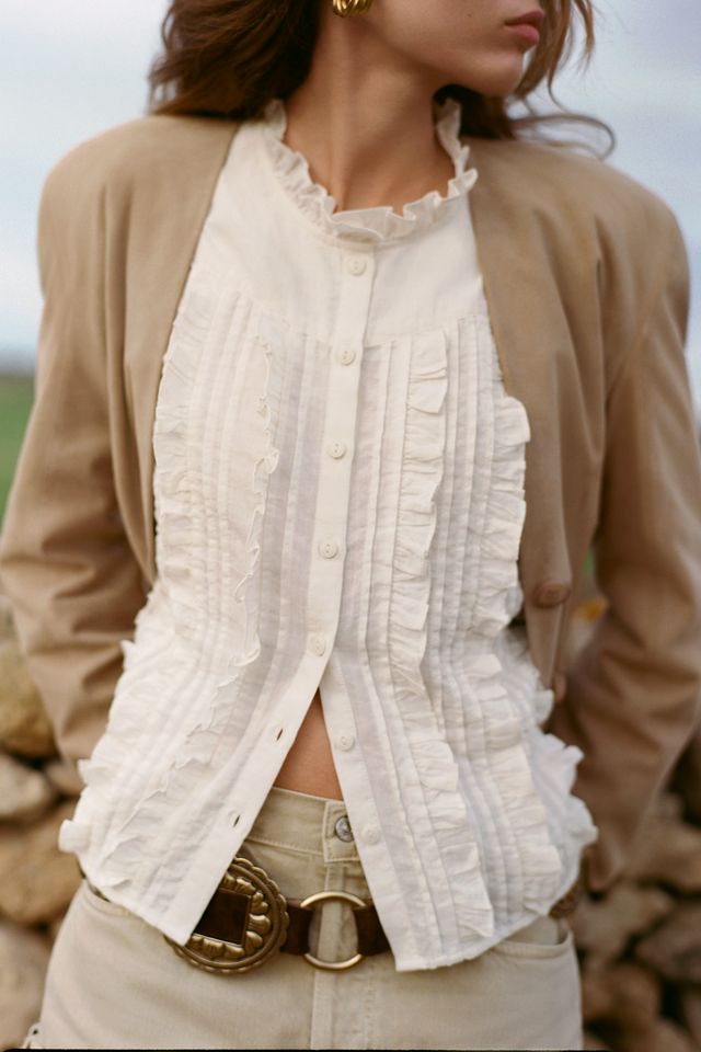 Lamarque Abitha Collarless Suede Blazer | Anthropologie